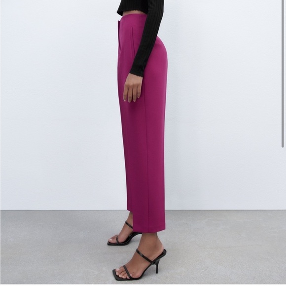 Zara | Pants & Jumpsuits | Zara High Waisted Pants Fuschia | Poshmark